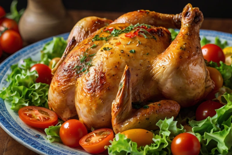 Frango Assado Recheado com Farofa, Receita Simples e Saborosa